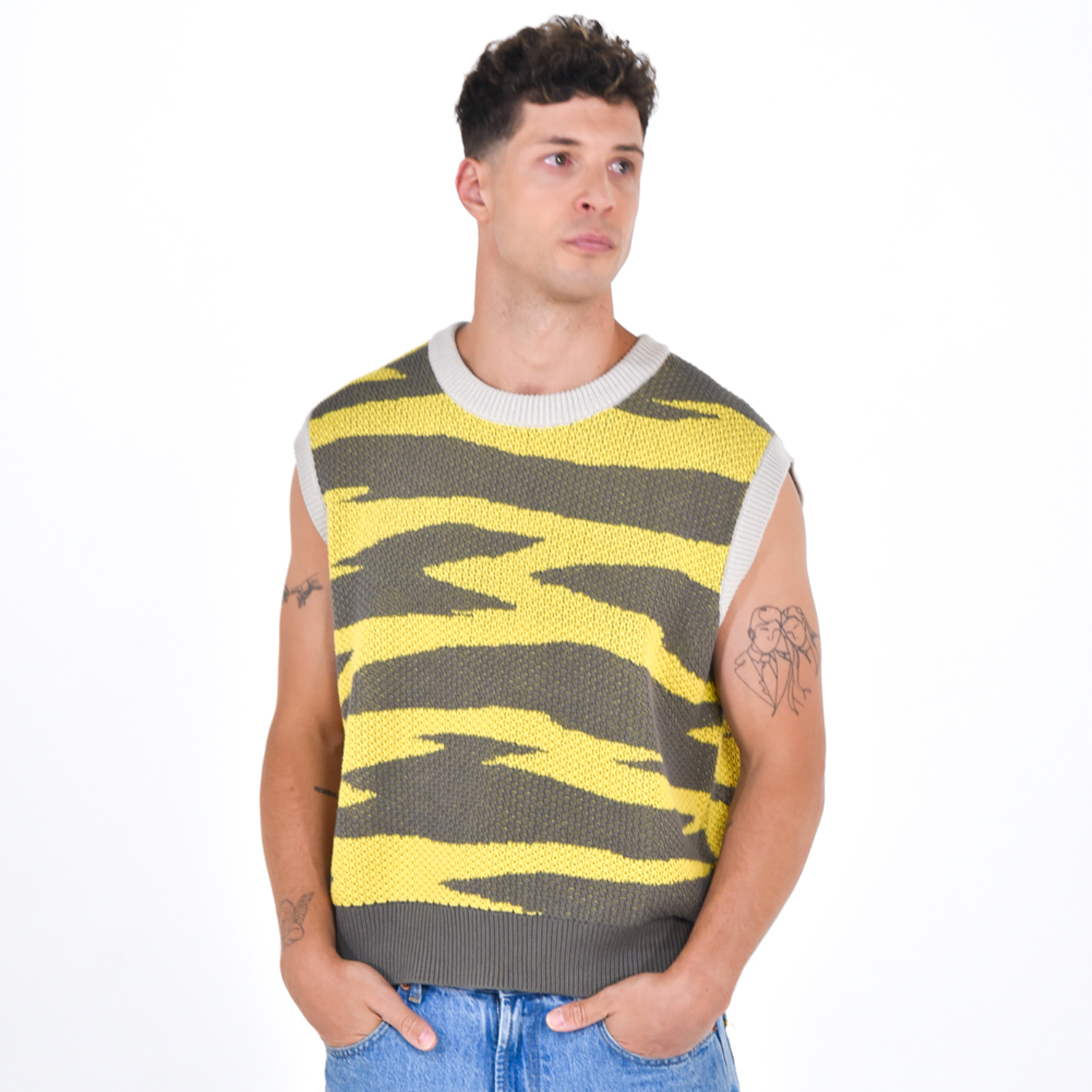 Knitted Jacquard Vest VERDE/AMARILLO – Daniel Chong