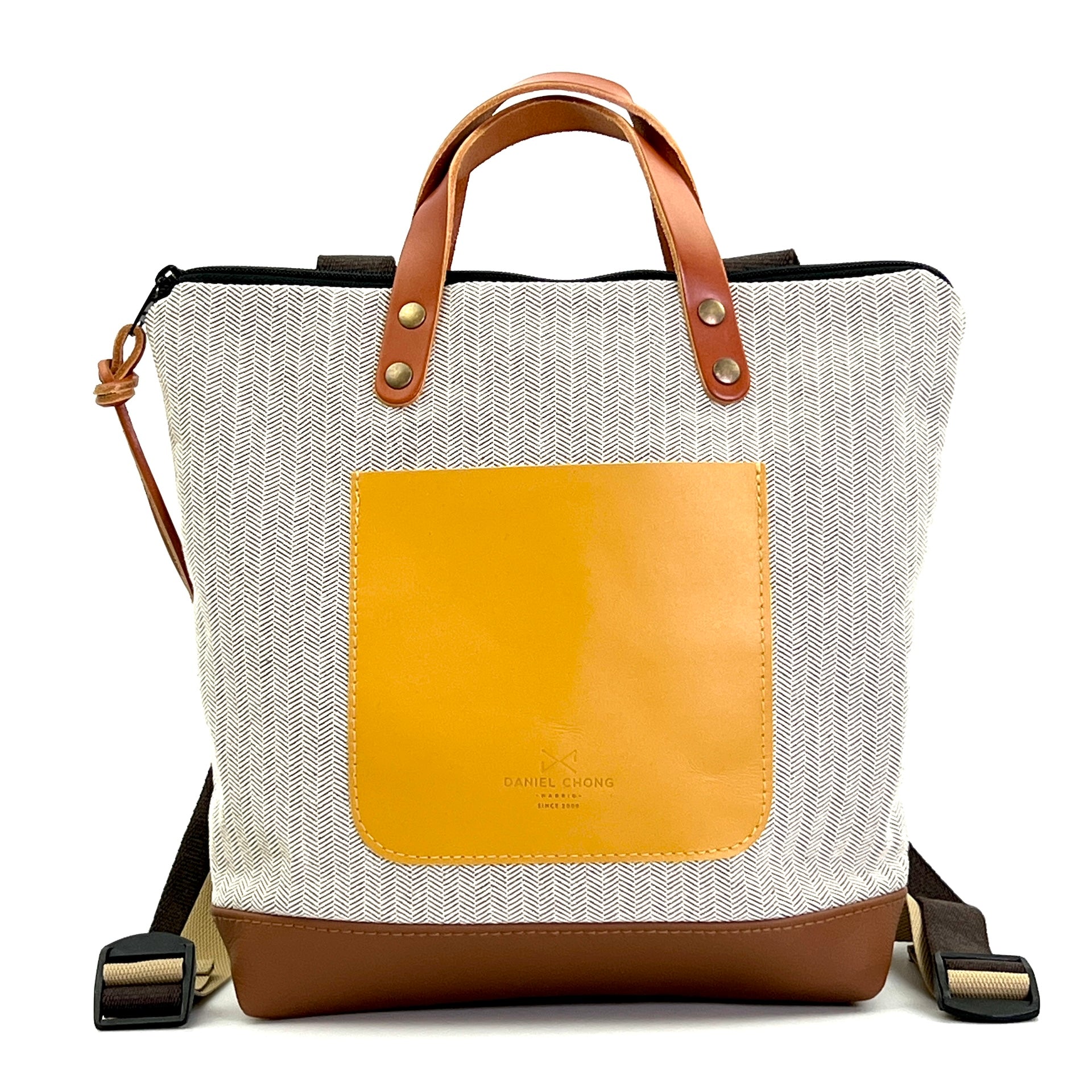 Mini square backpack herringbone canvas – Daniel Chong