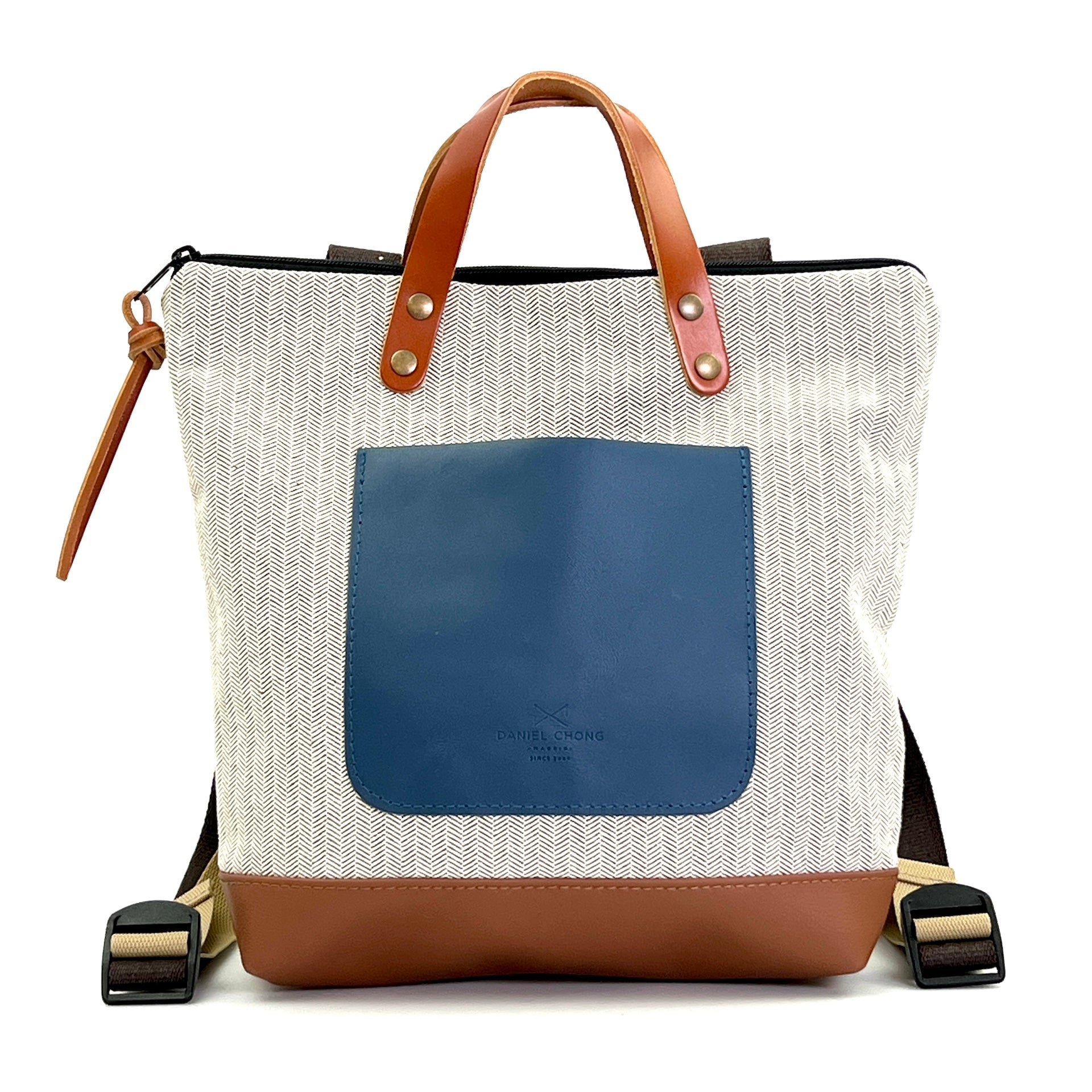 Mini square backpack herringbone canvas – Daniel Chong